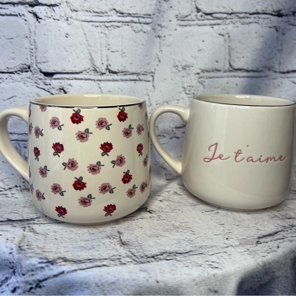 Threshold | Kitchen | Threshold Stoneware Mugs Set Of Two Pink Floral ...